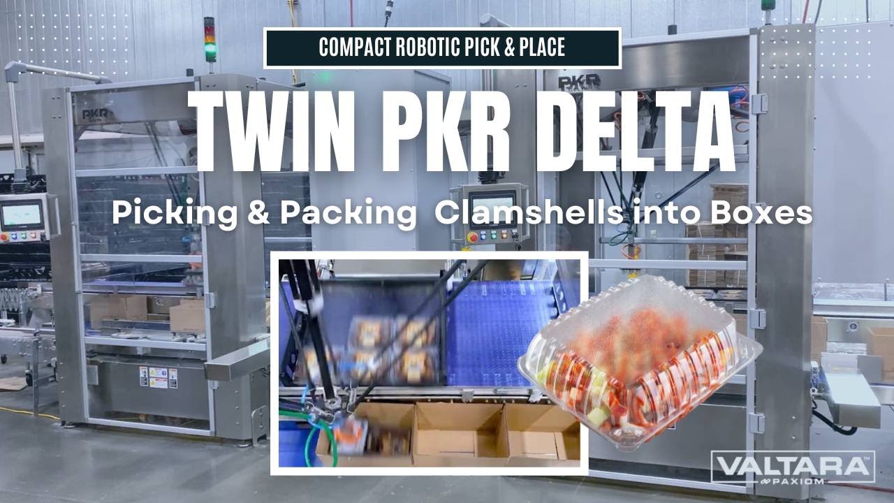 Twin PKR Delta Packing Bakery Clamshells into Corrugated Boxes